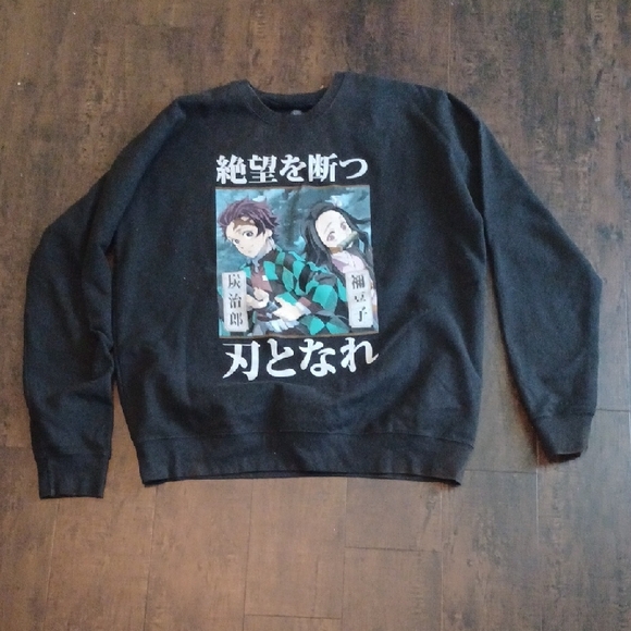 Demon Slayer | Sweaters | Black Crewneck Sweater With Japanese Text ...